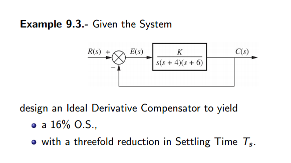 Solved Given the System design an ideal Derivative | Chegg.com