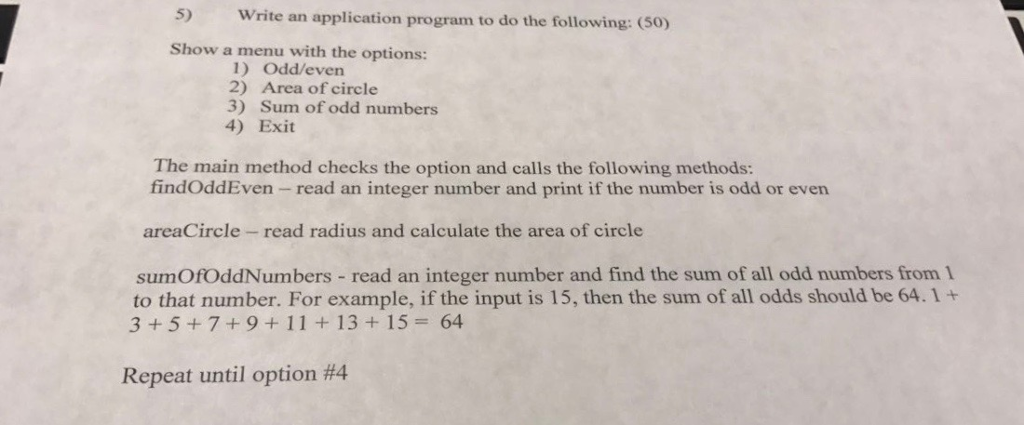 Solved 5) Write an application program to do the following: | Chegg.com