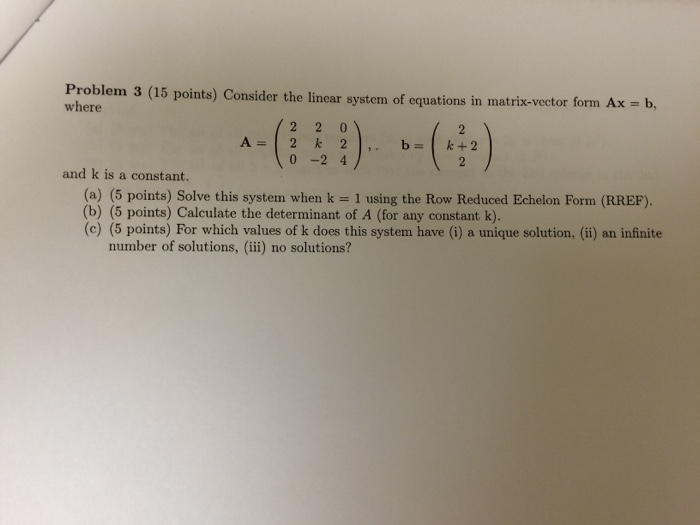 Solved Consider the linear system of equations in | Chegg.com