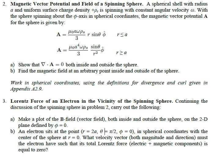Solved Magnetic Vector Potential and Field of a Spinning | Chegg.com