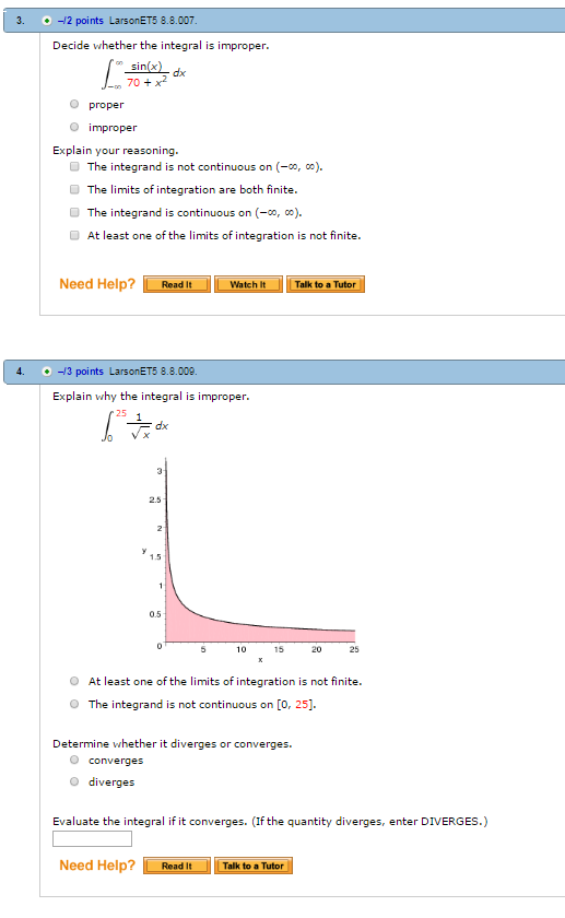 Solved Decide whether the integral is improper. | Chegg.com