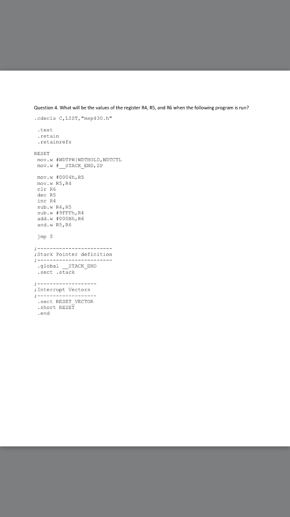 Solved What will be the values of the register R4, RS, and | Chegg.com