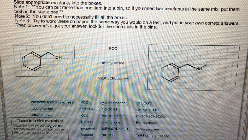 Solved Slide appropriate reactants into the boxes Note 1: | Chegg.com