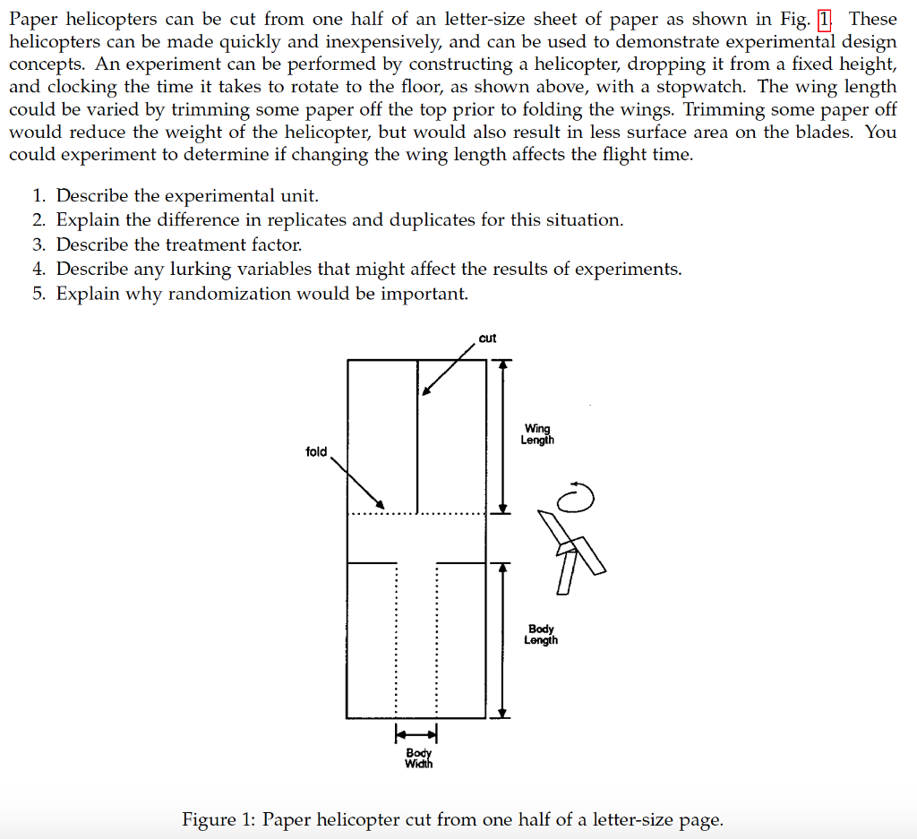 Paper helicopters can be cut from one half of an | Chegg.com