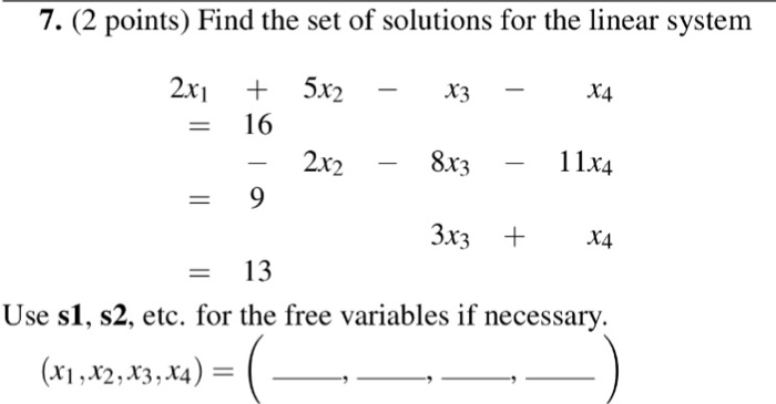 Solved Find the set of solutions for the linear system 2x_1 | Chegg.com