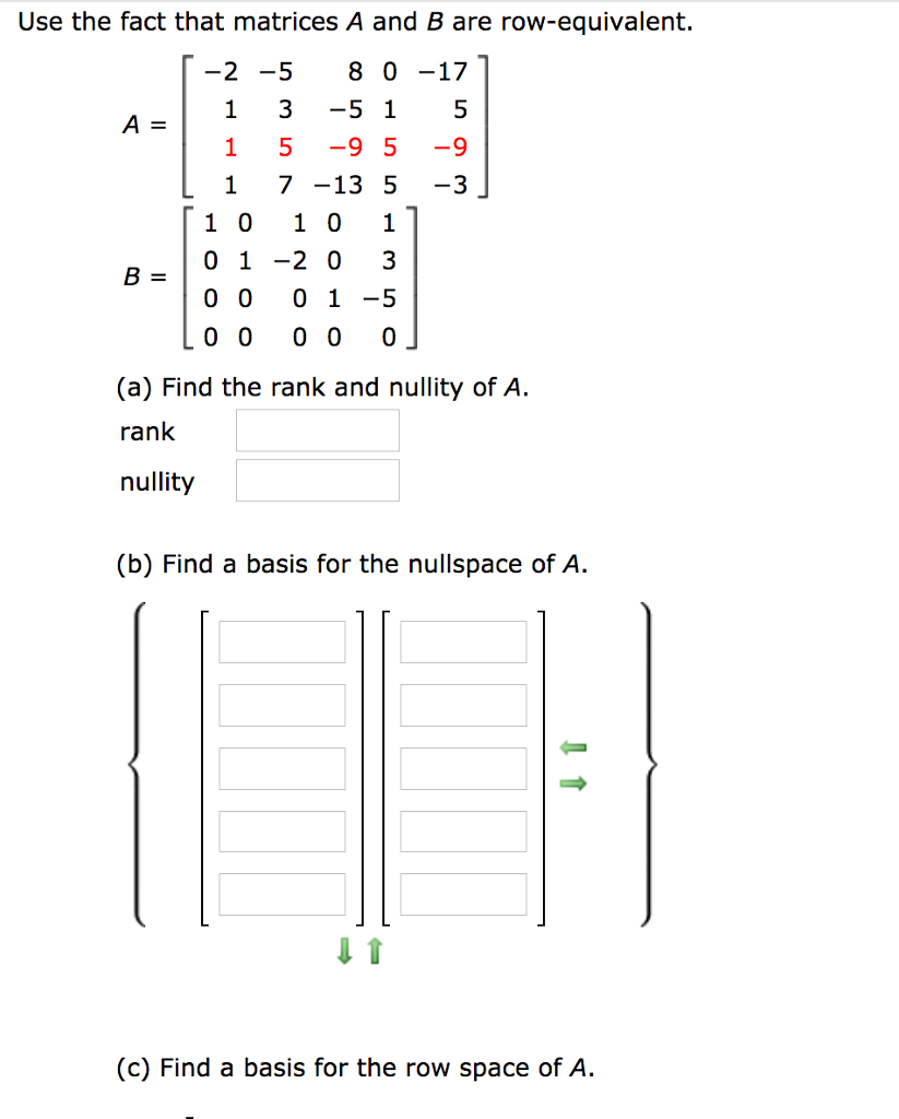 Solved Use the fact that matrices A and B are | Chegg.com