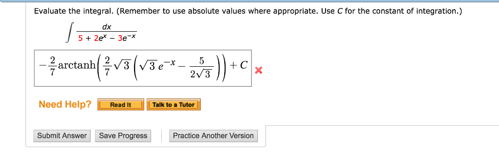 Solved Evaluate the integral. (Remember to use absolute | Chegg.com
