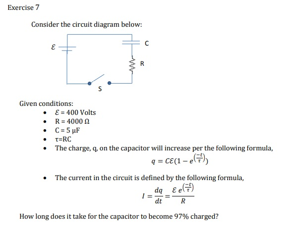 Solved Exercise7 Consider the circuit diagram below: Given | Chegg.com