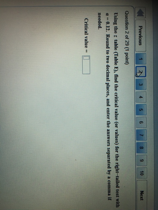 Solved Using the z table (Table E), find the critical value | Chegg.com