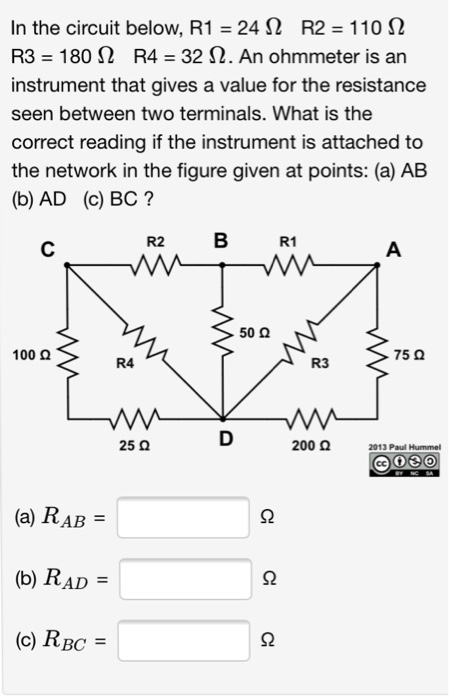 Solved In the circuit below, R1 = 24 R2 = 110 R3 = 180 R4 | Chegg.com