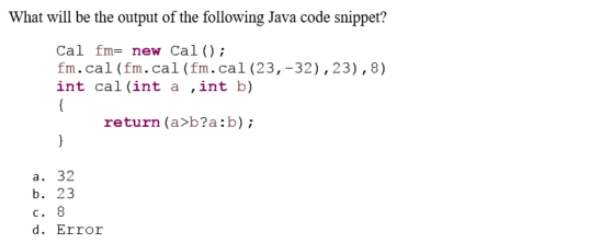 Solved What Will Be The Output Of The Following Java Code
