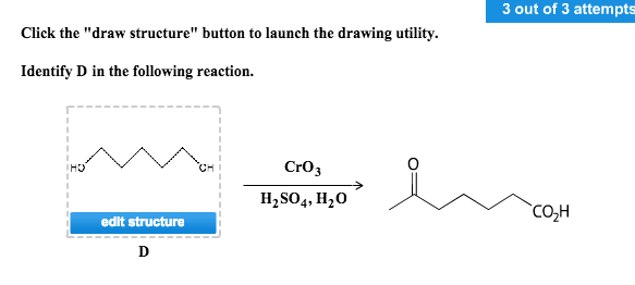 Solved 3 out of 3 attempts Click the "draw structure" button | Chegg.com