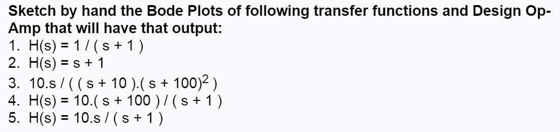 Sketch by hand the Bode Plots of following transfer | Chegg.com