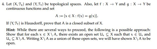 Solved 4 Let X Tx And Y Ty Be Topological Spaces