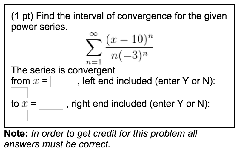 Solved (1 pt) Find all the values of x such that the given | Chegg.com
