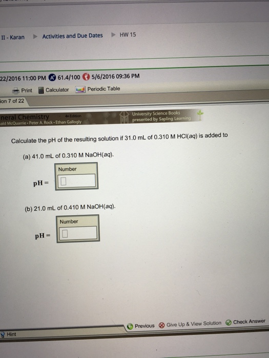 Solved Calculate the pH of the resulting solution if 31.0 mL | Chegg.com