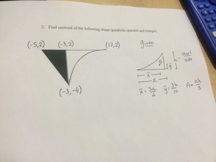 Solved Find centroid of the following shape (parabolic | Chegg.com