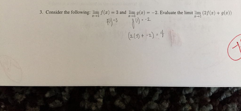 Solved Consider The Following Lim X Rightarrow 1 F X 3