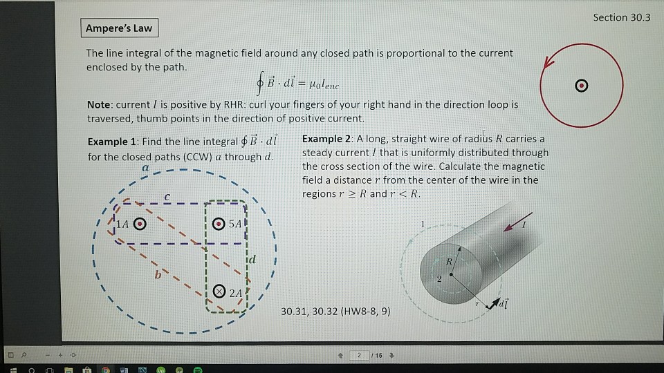 Solved Section 30.3 Ampere's Law The line integral of the | Chegg.com