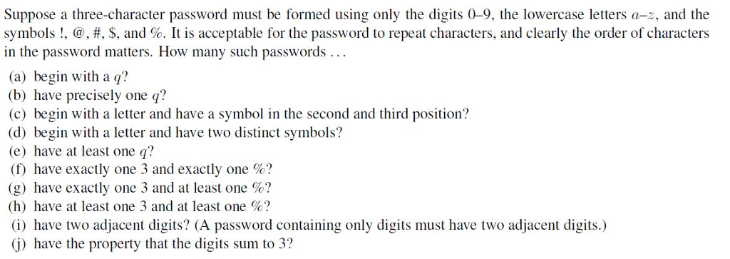 Solved Suppose A Three Character Password Must Be Formed