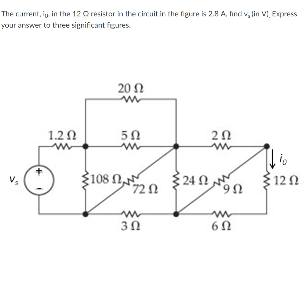Solved The current, 10, in the 12 ? resistor in the circuit | Chegg.com