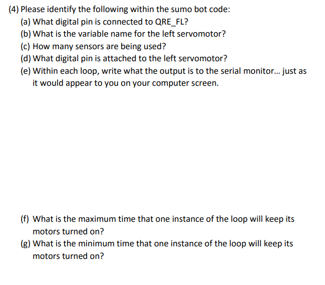 Solved (4) Please identify the following within the sumo bot | Chegg.com