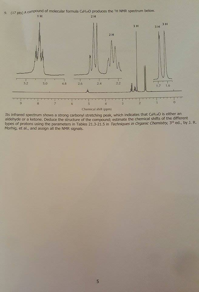 Solved A compound of molecular formula C8H14O produces the | Chegg.com