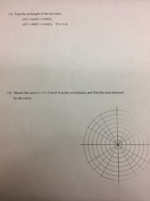 Solved Find the arclength of the involute: x(t) = cos(t) + | Chegg.com