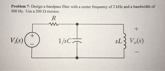 Solved Design a bandpass filter with a center frequency of 2 | Chegg.com
