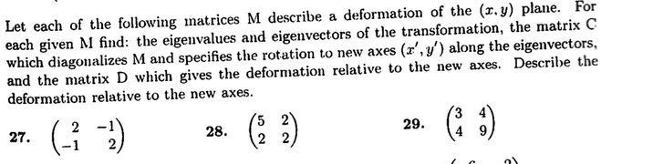 Solved Let each of the following matrices M describe a | Chegg.com
