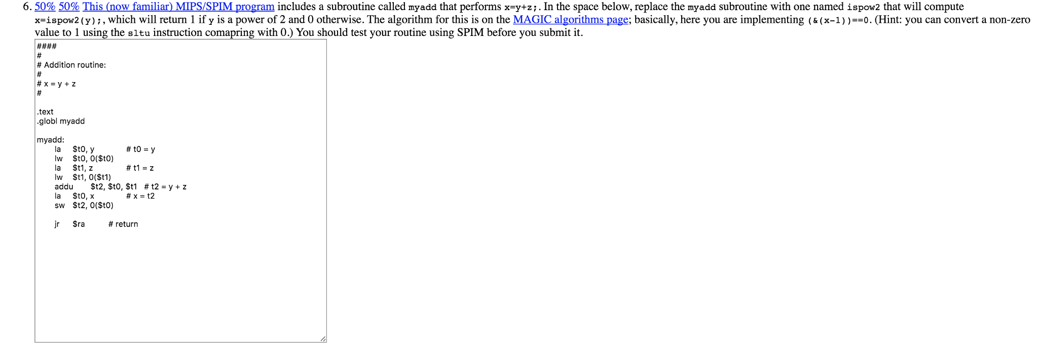 Solved This (now familiar) MIPS/SPIM program includes a | Chegg.com