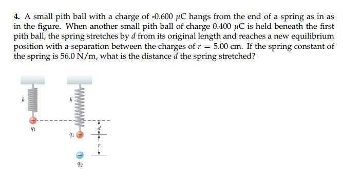 Solved A small pith ball with a charge of -0.600 µC hangs | Chegg.com