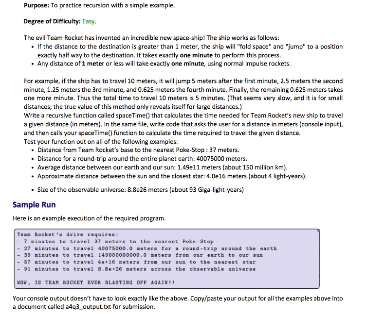 Solved To practice recursion with a simple example. Easy | Chegg.com