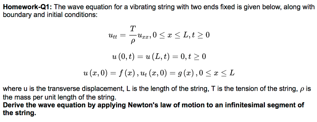 Solved Homework-Q1: The wave equation for a vibrating string | Chegg.com