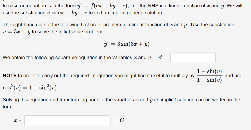 Solved In case an equation is in the form y' = f(ax + by + | Chegg.com