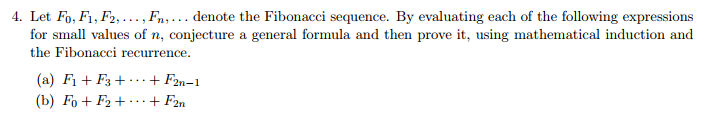 Solved Let Fo, Fi, F2,. , F,... denote the Fibonacci | Chegg.com