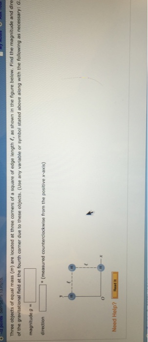 Solved Three objects of equal mass (m) are located at three | Chegg.com
