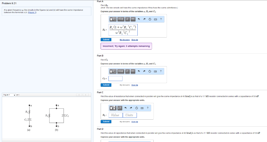 Solved At a given frequency omega, the circuits in the | Chegg.com