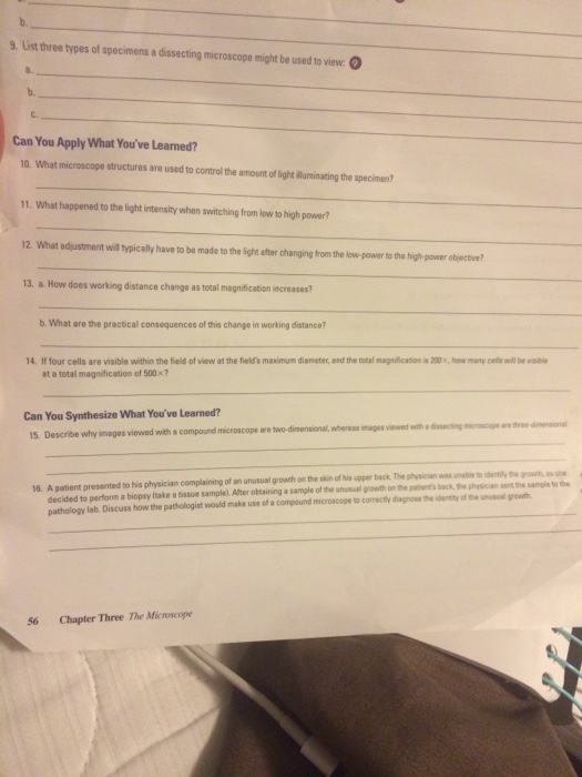 Solved List three types of specimens a dissecting microscope | Chegg.com