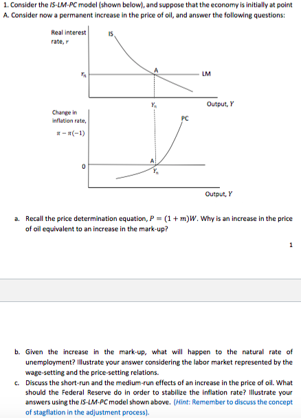 1. Consider the IS-LM-PC model (shown below), and | Chegg.com
