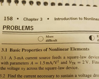 Solved A 3-mA current source feeds a square-law device with | Chegg.com