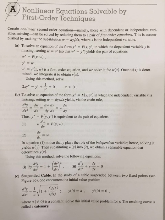 Solved Nonlinear Equations Solvable by First-Order | Chegg.com