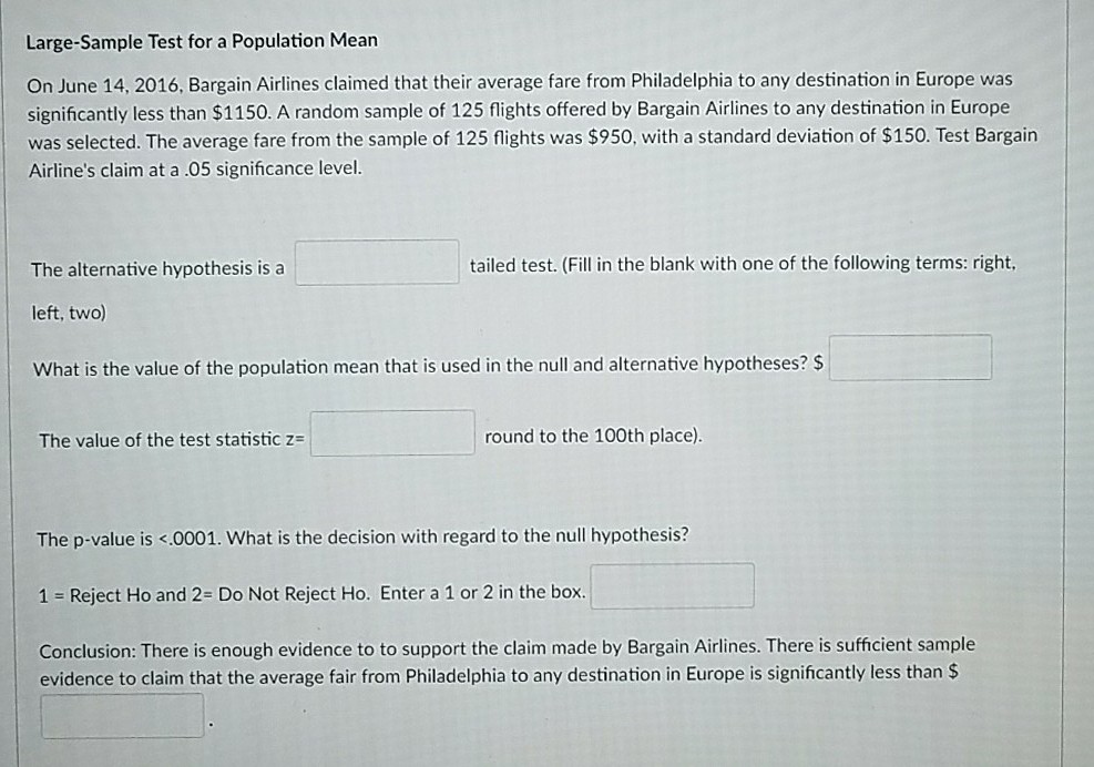 Solved Large-Sample Test for a Population Mean On June 14, | Chegg.com
