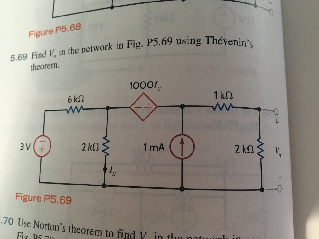 Solved Find V0 in the network in Fig. P5.69 using Thevenin's | Chegg.com
