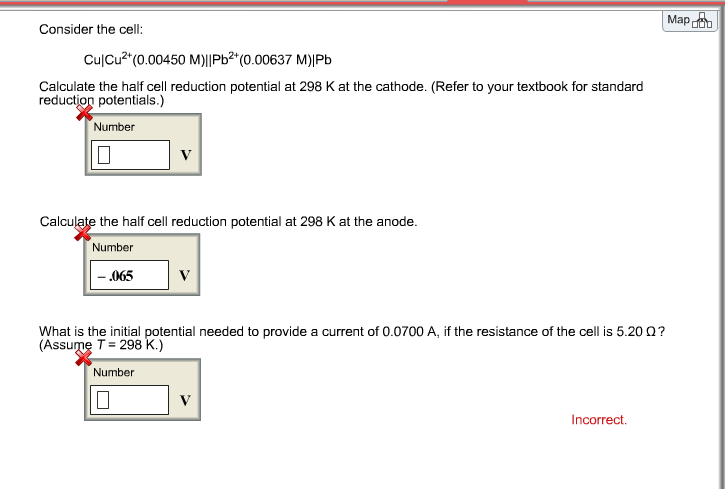 Solved Map Consider the cell: 2+ 24 Calculate the half cell | Chegg.com