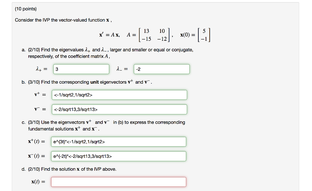 Solved Consider the IVP the vector-valued function x, x' = | Chegg.com