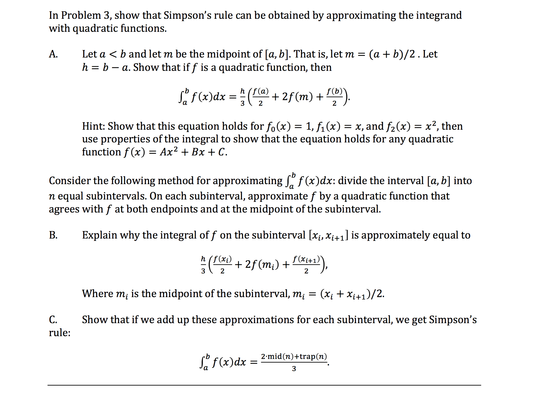 Solved ?In Problem 3, show that Simpson’s rule can be | Chegg.com