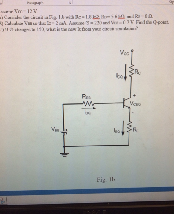 Solved Assume Vcc = 12 V. Consider the circuit in Fig. 1 b | Chegg.com Solved Assume Vcc = 12 V. Consider the circuit in Fig. 1 b | Chegg.com