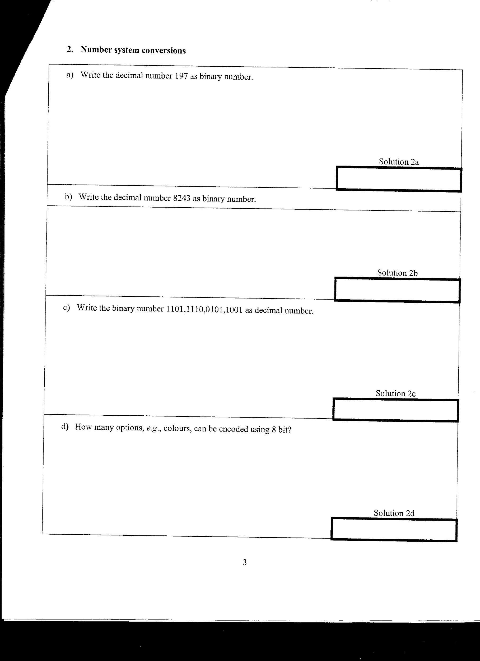 Solved Number system conversions Write the decimal number | Chegg.com
