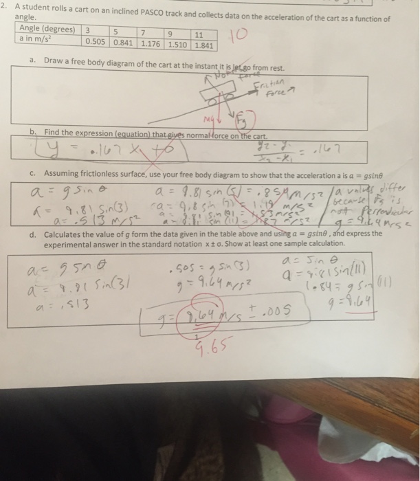 Solved A student rolls a cart on an inclined PASCO track and | Chegg.com